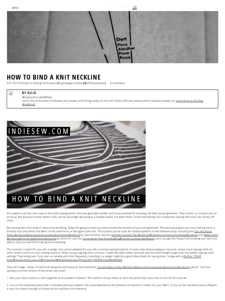 How To Bind A Knit Neckline PDF | PDF | Seam (Sewing) | Sewing