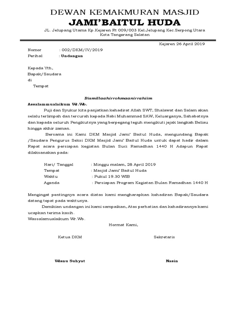 Undangan DKM Agenda Puasa | PDF