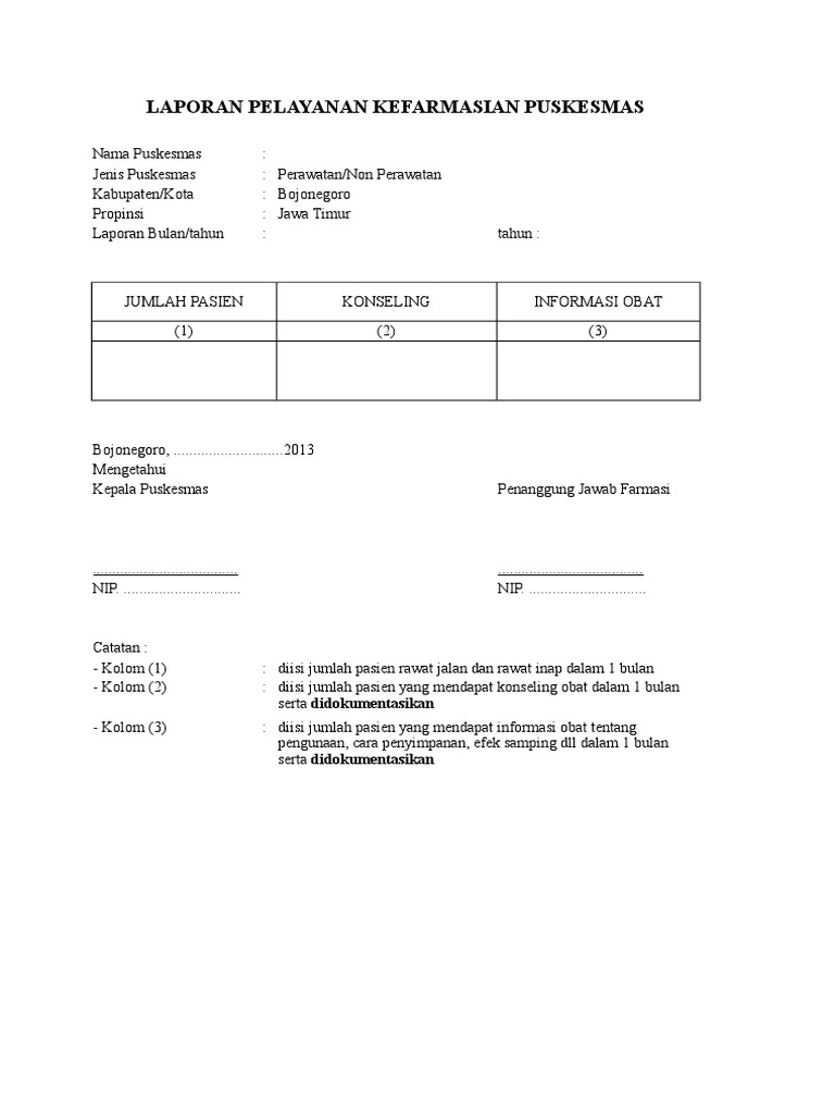 8.2.3.c Form PIO Dan Indikator Mutu Farmasi | PDF
