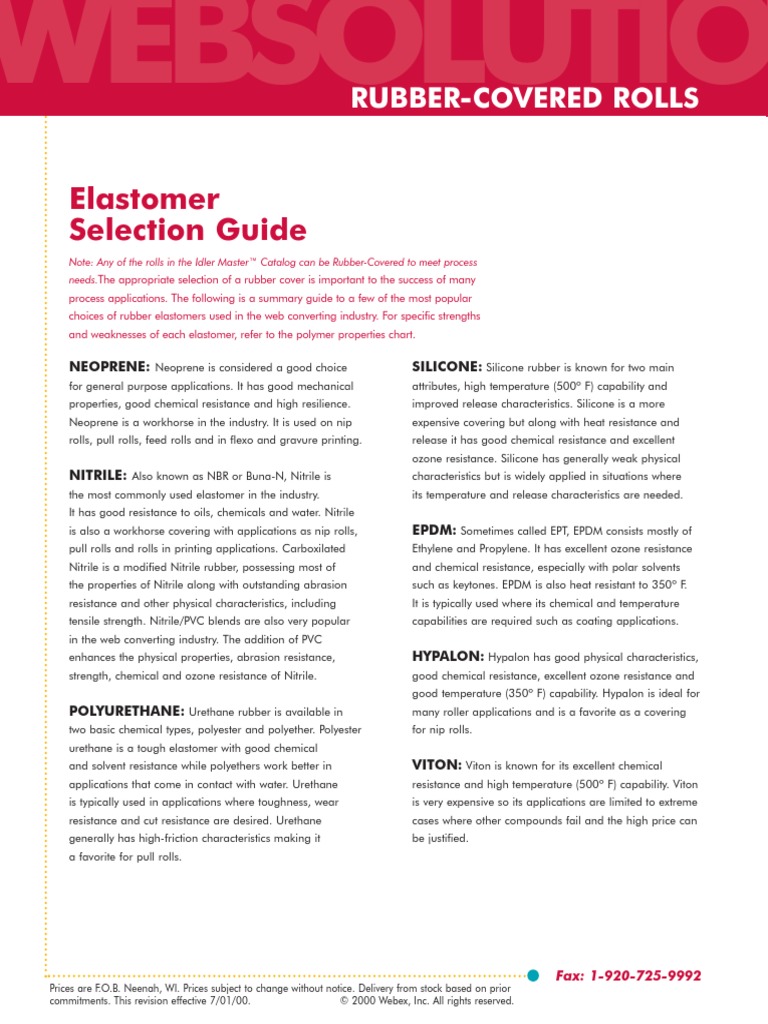 Elastomer Selection Guide: Rubber-Covered Rolls | PDF | Polyurethane | Chemical Substances