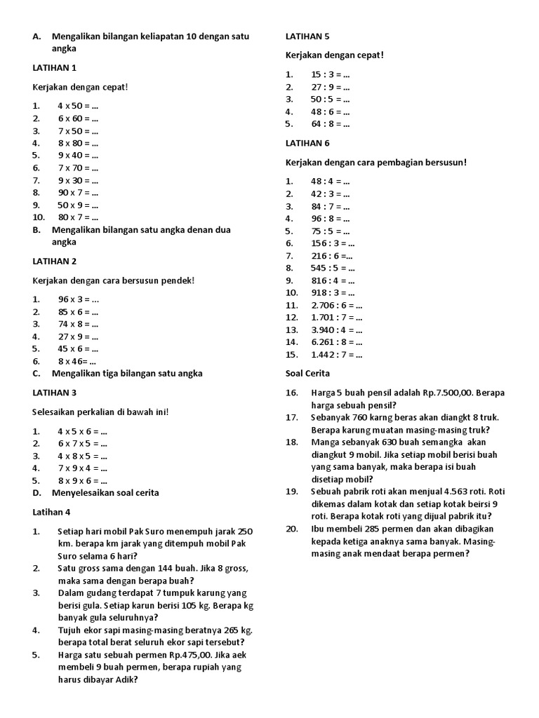 Soal Latihan Kelas 5 SD 2 | PDF