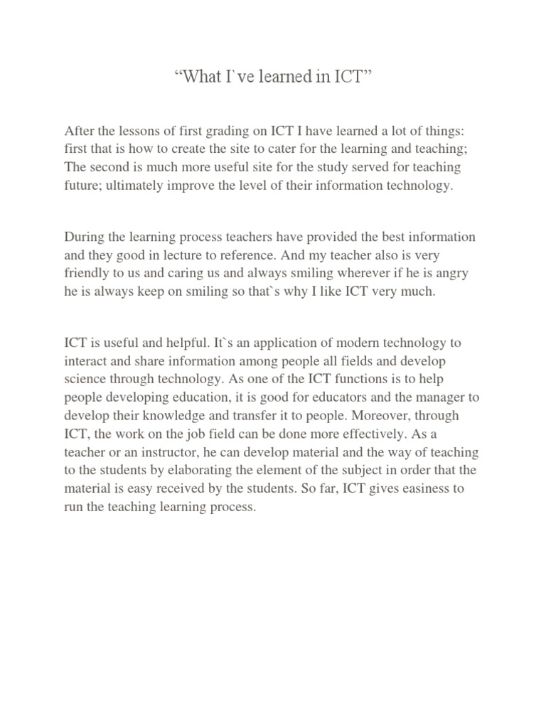 What I've Learned in ICT | PDF