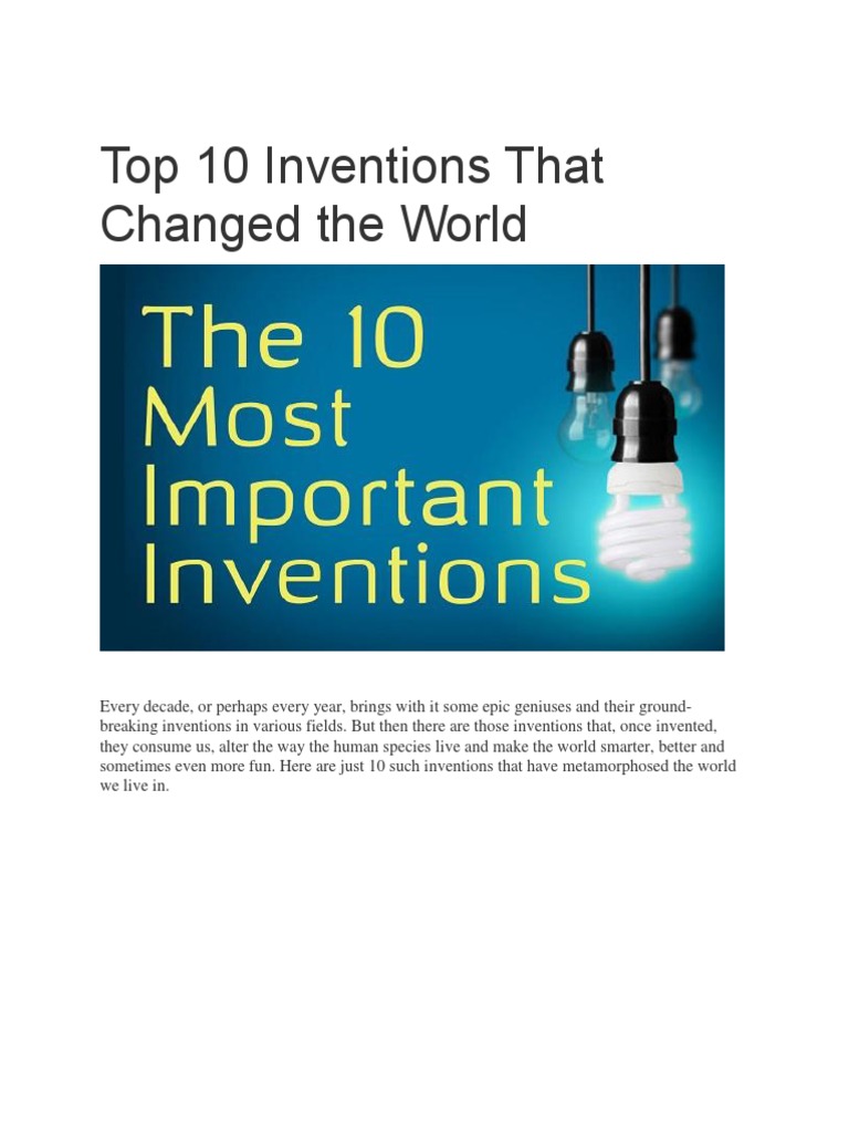 Top 10 Inventions That Changed The World | PDF | Machines | Internet