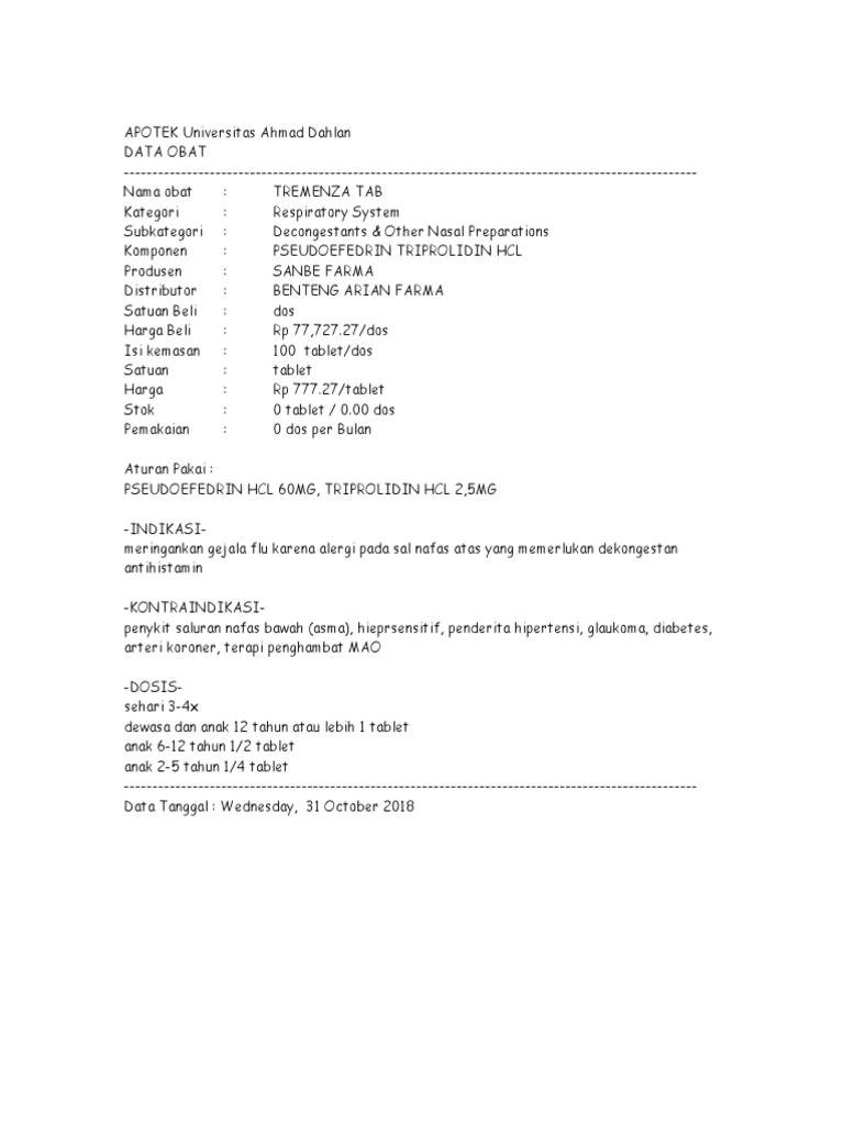Tremenza Tab | PDF