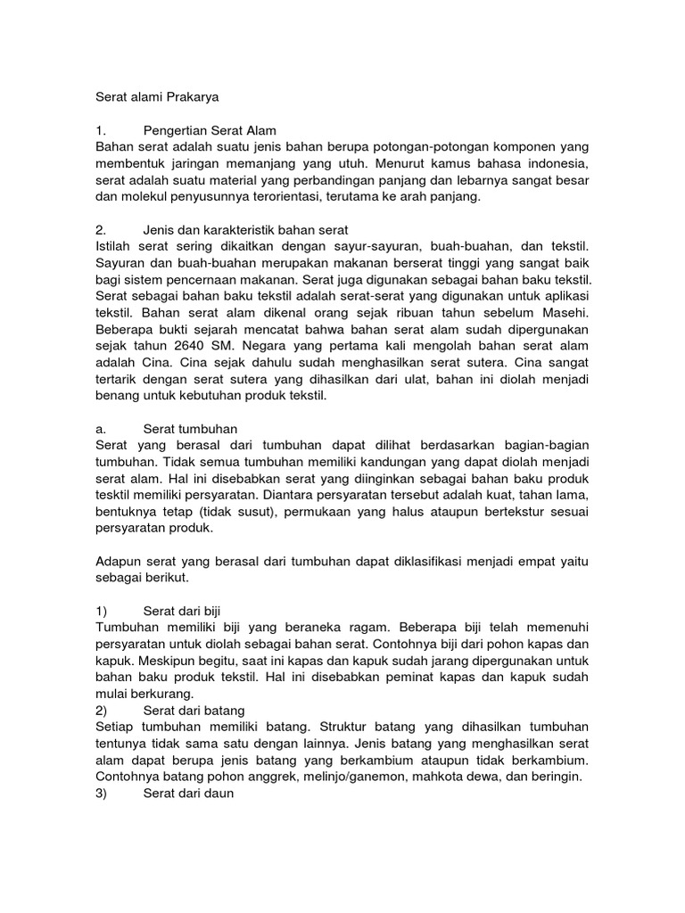 Kerajinan Serat Alam untuk Kelas 7 | PDF