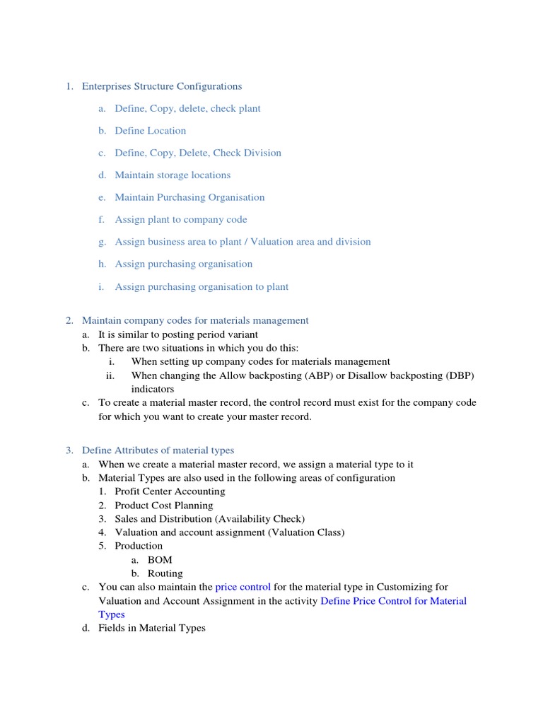 Enterprises Structure Configurations: Price Control Define Price ...