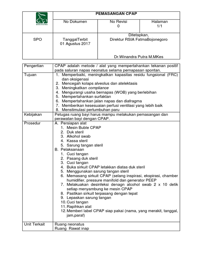 Spo Pemasangan Cpap | PDF