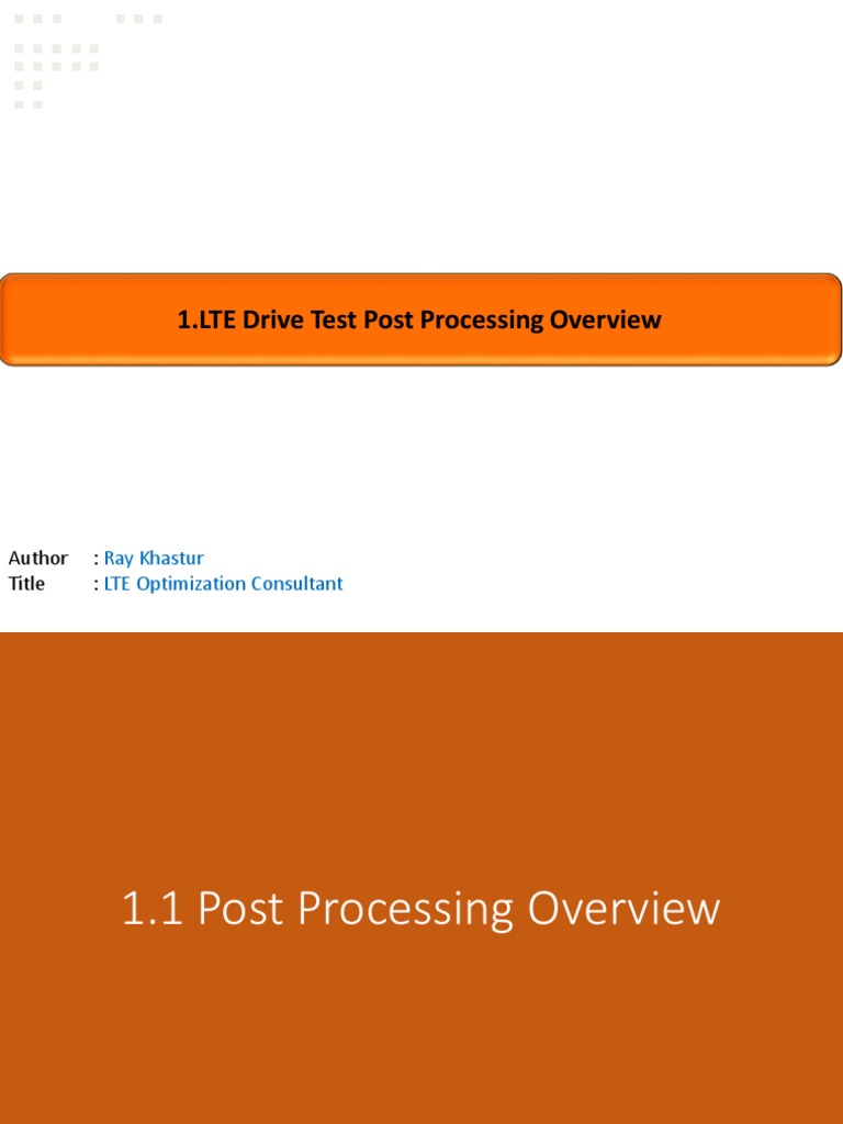 1-LTE Drive Test Post Processing Overview PDF | PDF | Physical Layer ...