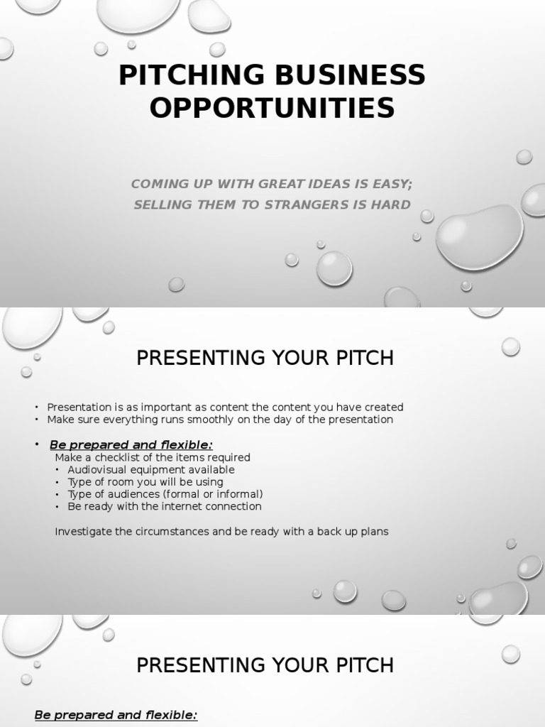 Pitching Business Opportunities: Coming Up With Great Ideas Is Easy ...