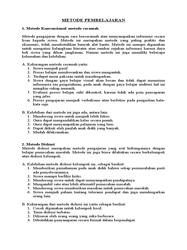 20 Macam Macam Metode Pembelajaran | PDF