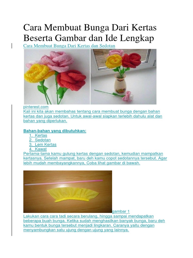 Cara Membuat Bunga Dari Kertas Beserta Gambar Dan Ide Lengkap | PDF