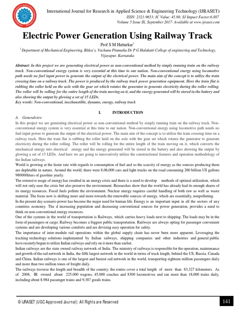 Electric Power Generation Using Railway Track | PDF | Electromagnetic ...