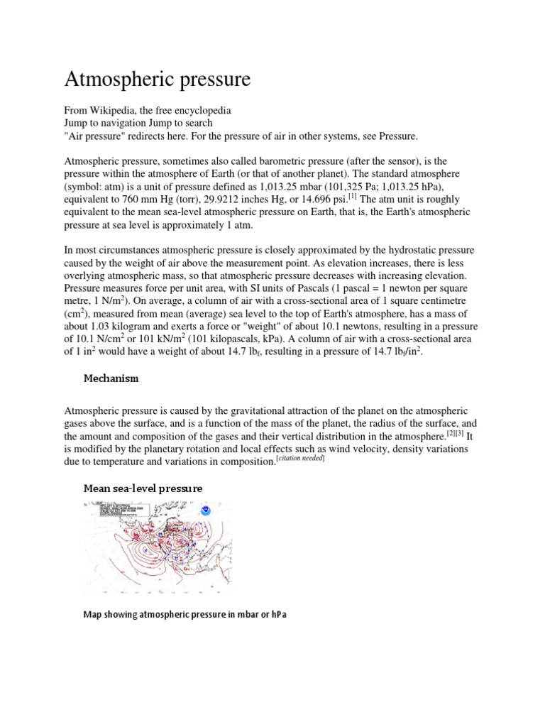 Atmospheric Pressure | PDF | Atmospheric Pressure | Earth Sciences