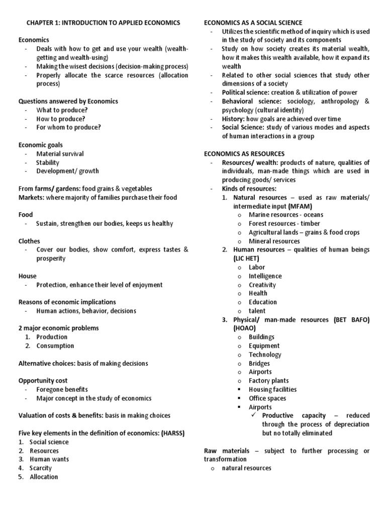 Chapter 1 Introduction To Applied Economics PDF | PDF | Value ...