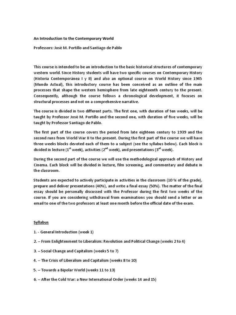 Introduction of Contemporary World | PDF