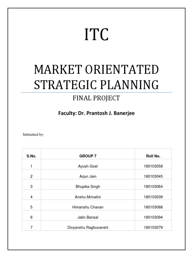 MOSP Final Project - ITC - Group7 - SectionC | PDF | Strategic Management | Brand