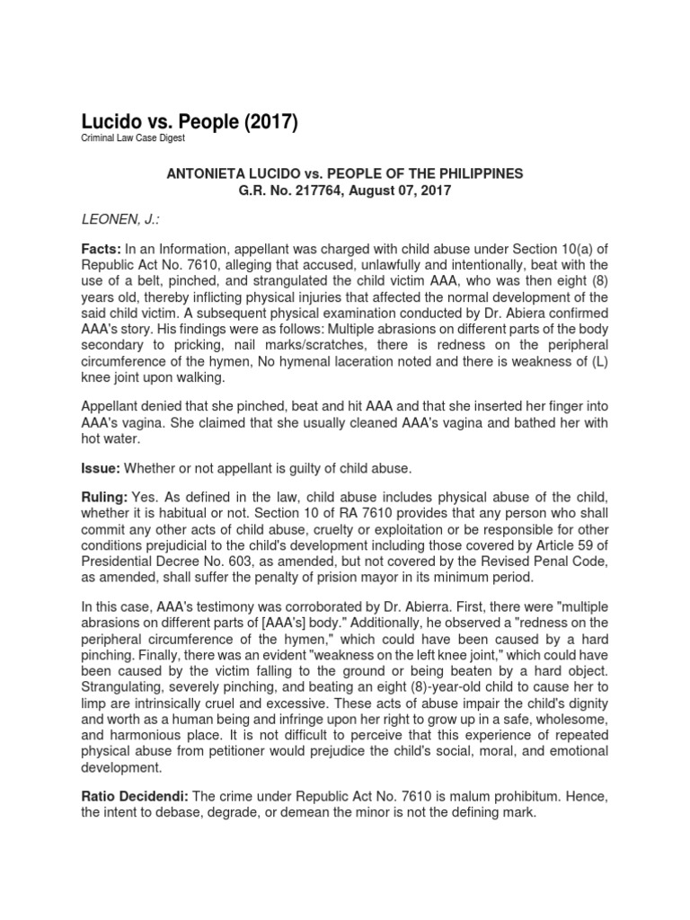 Case Digests & Doctrines of Philippine Supreme Court Decisions - CRIMLAW | PDF | Human ...
