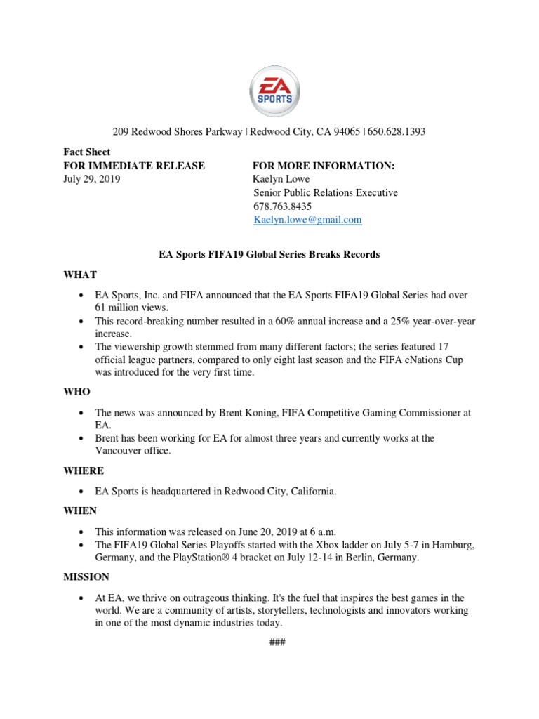 prl604 - Ea Sports Fact Sheet 1 | PDF