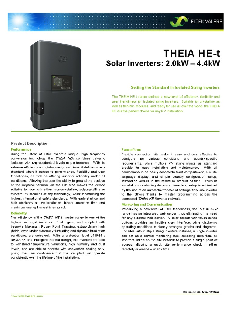 Eltec Inverter | PDF | Photovoltaics | Power Inverter