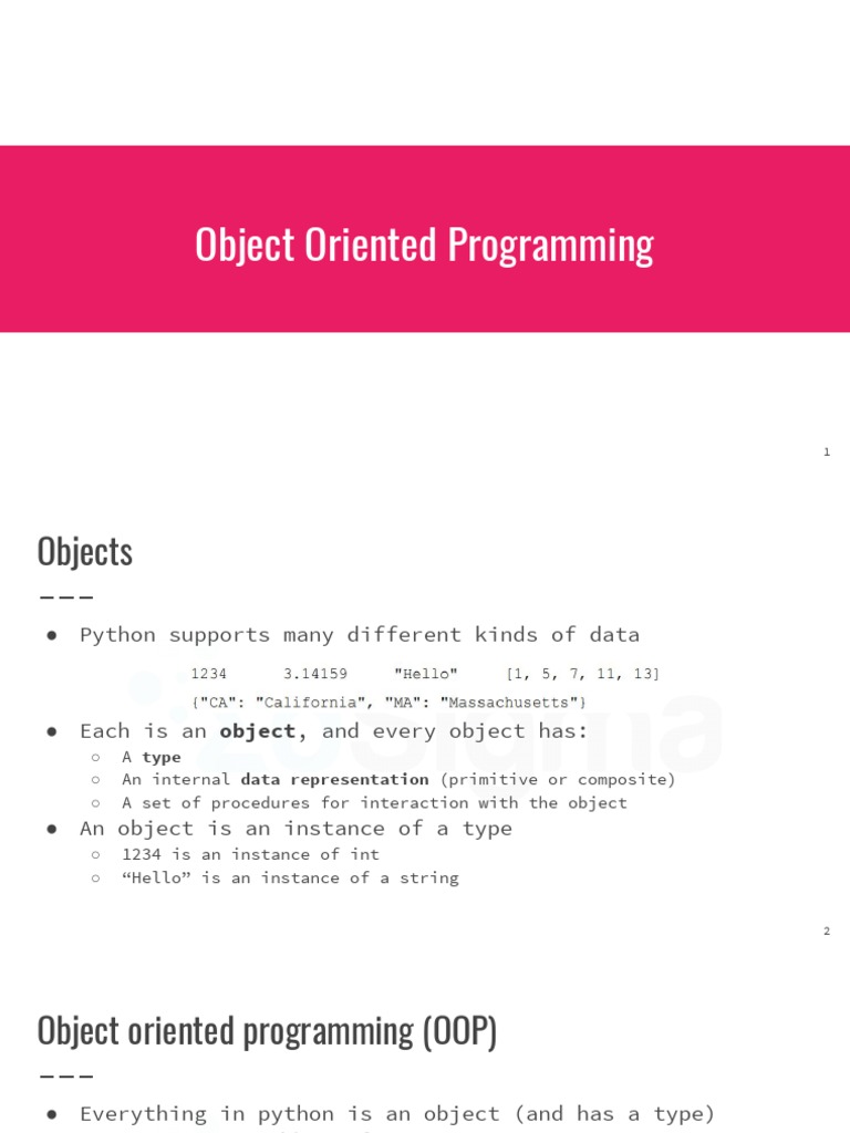 Object Oriented Programming | Download Free PDF | Class (Computer Programming) | Object Oriented ...