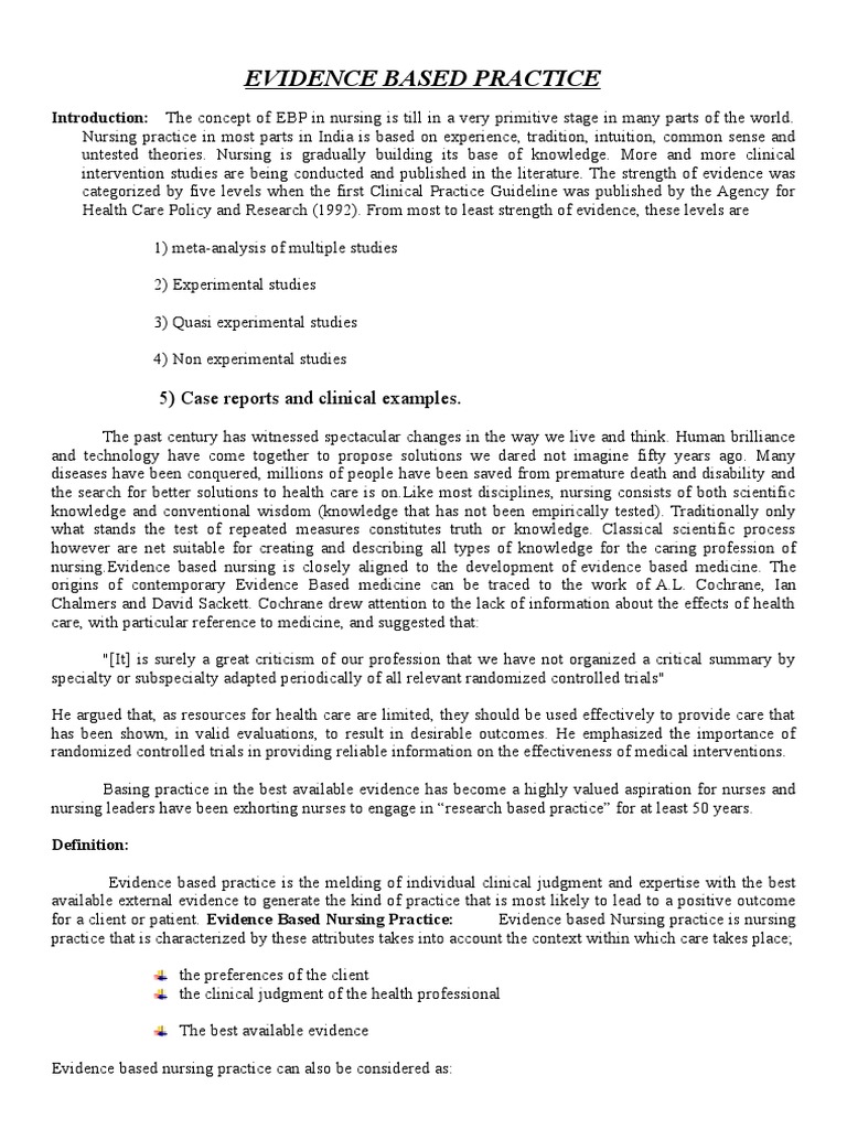 Evidence Based Practice: 5) Case Reports and Clinical Examples | PDF ...