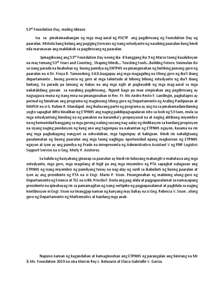 Foundation Day | PDF