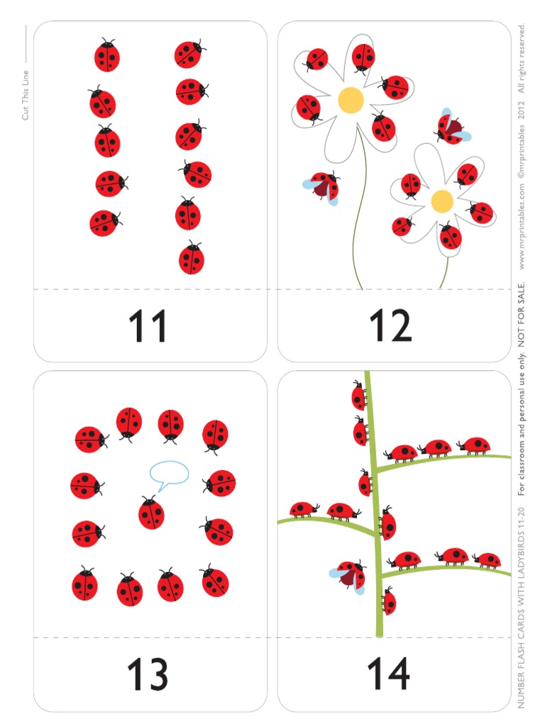 Mrprintables Ladybird Number Flash Cards Number20 PDF | PDF