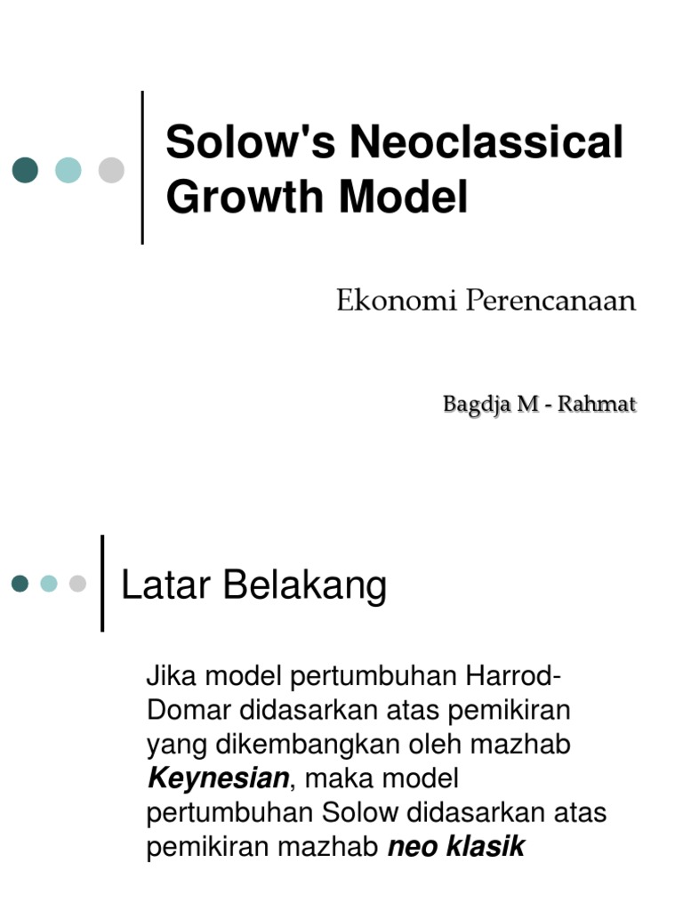 Solow's Neoclassical Growth Model: Ekonomi Perencanaan | PDF | Economic ...