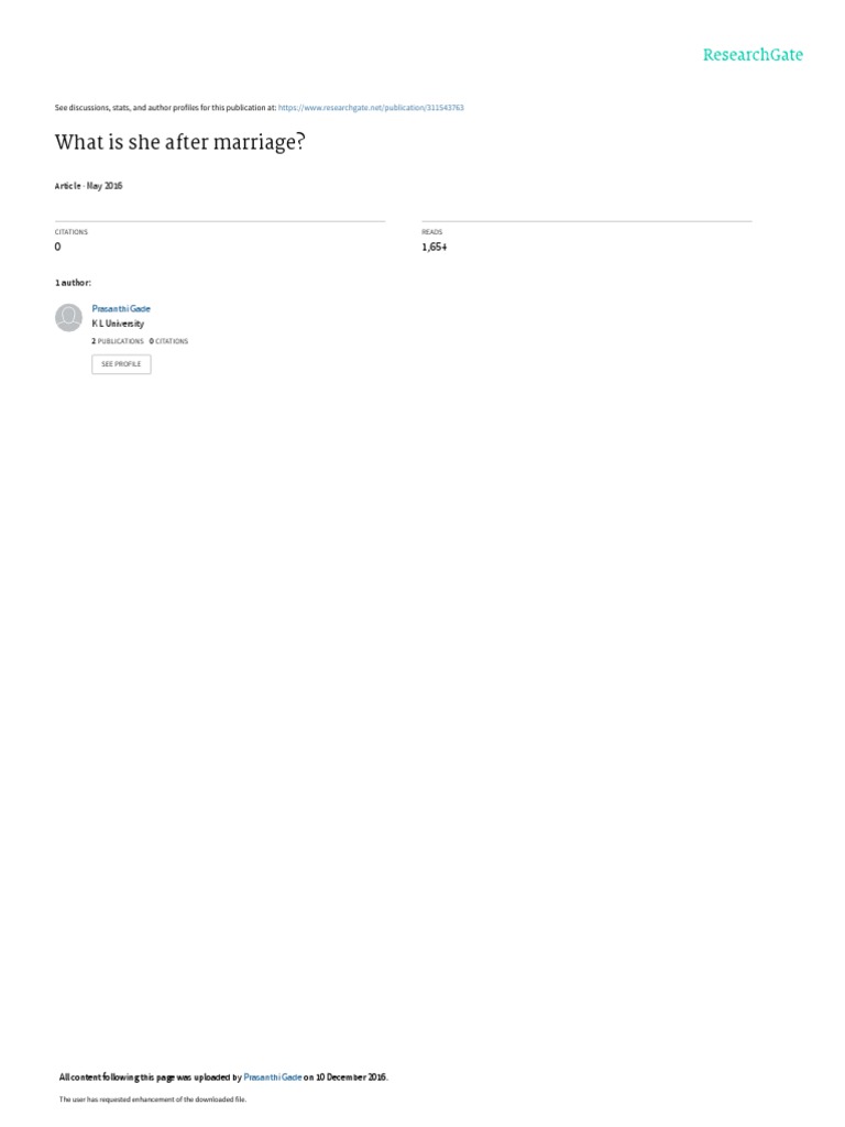 What Is She After Marriage?: Article | PDF | Sita