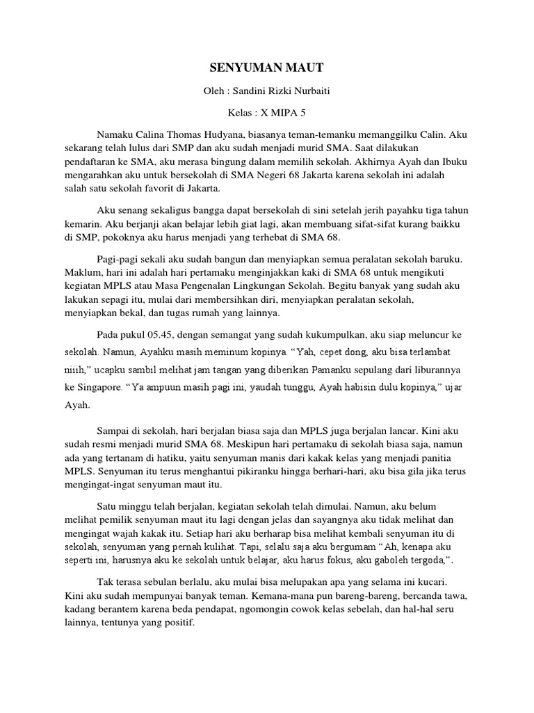 Cerpen Senyuman Maut | PDF | Gaya Hidup