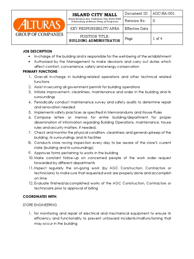 Island City Mall: Building Administrator | PDF | Business