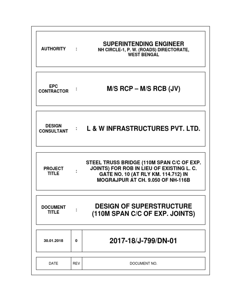 M/S RCP - M/S RCB (JV) : Superintending Engineer | PDF | Truss | Civil ...