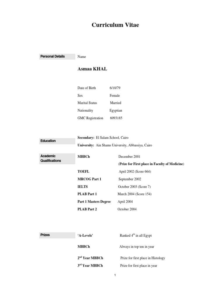 DR Asmaa Khalil CV | PDF | Obstetrics | Childbirth