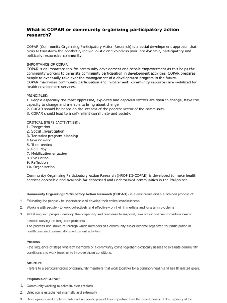 Community Organizing Participatory Action Research | PDF ...