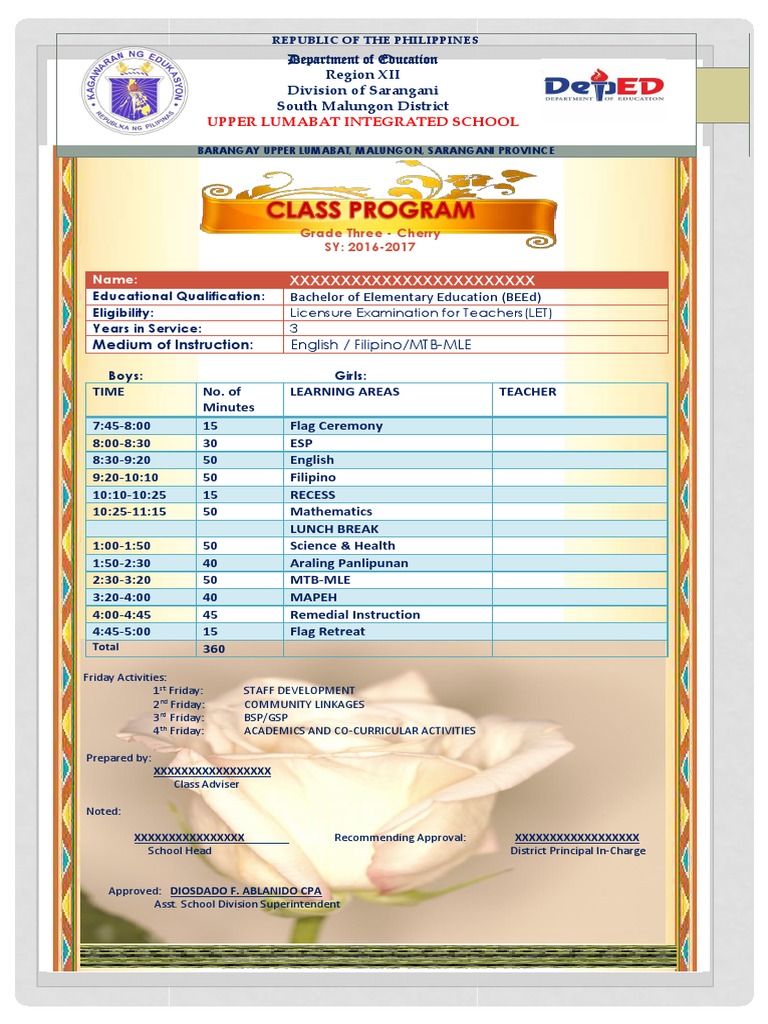 Sample Classroom Program | PDF