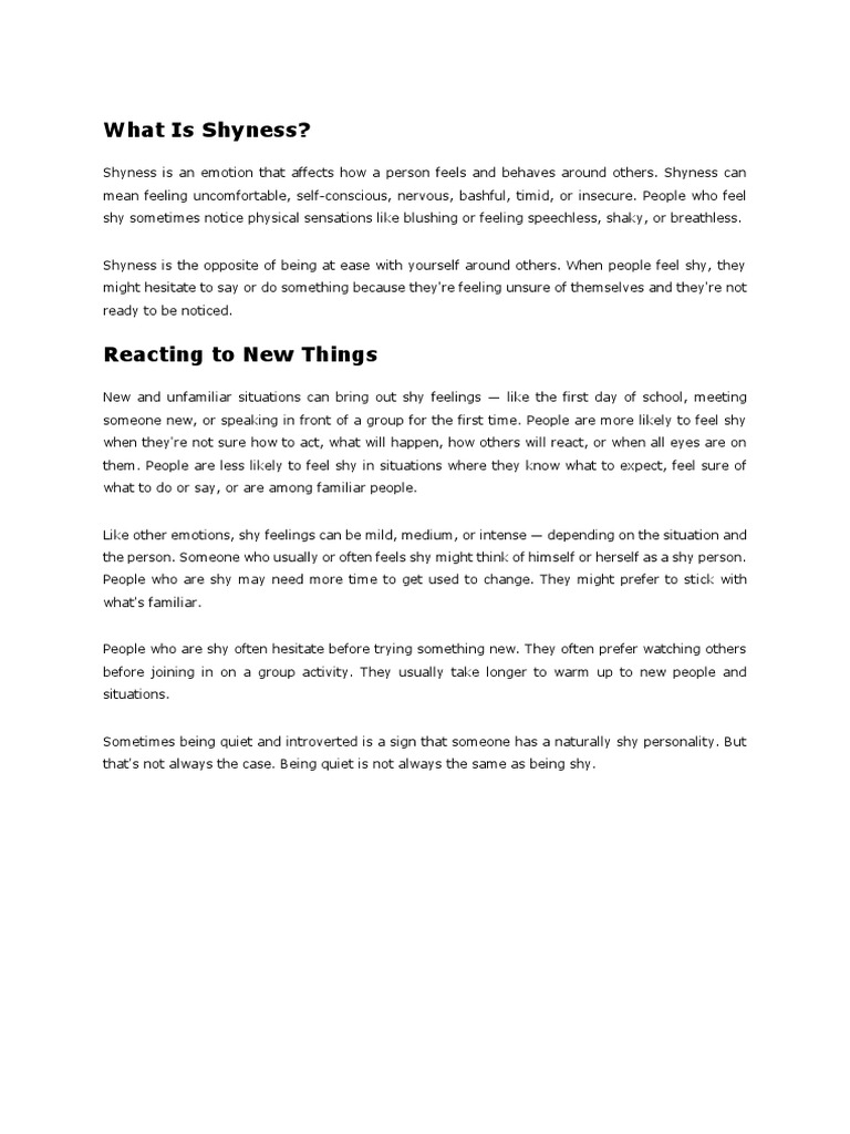 What Is Shyness | PDF | Shyness | Psychology