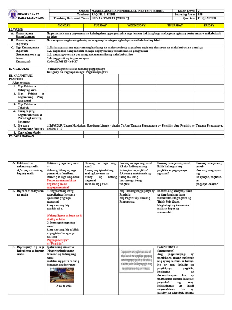 DLL Esp 6 q1 w7 | PDF