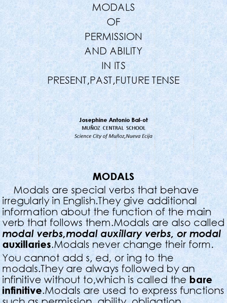 Understanding Modals of Permission & Ability | PDF | Languages ...