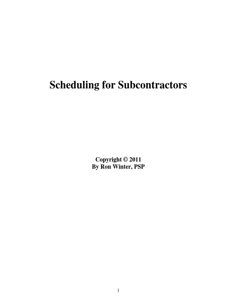 Subcontractor Scheduling | PDF | General Contractor | Gas Chromatography