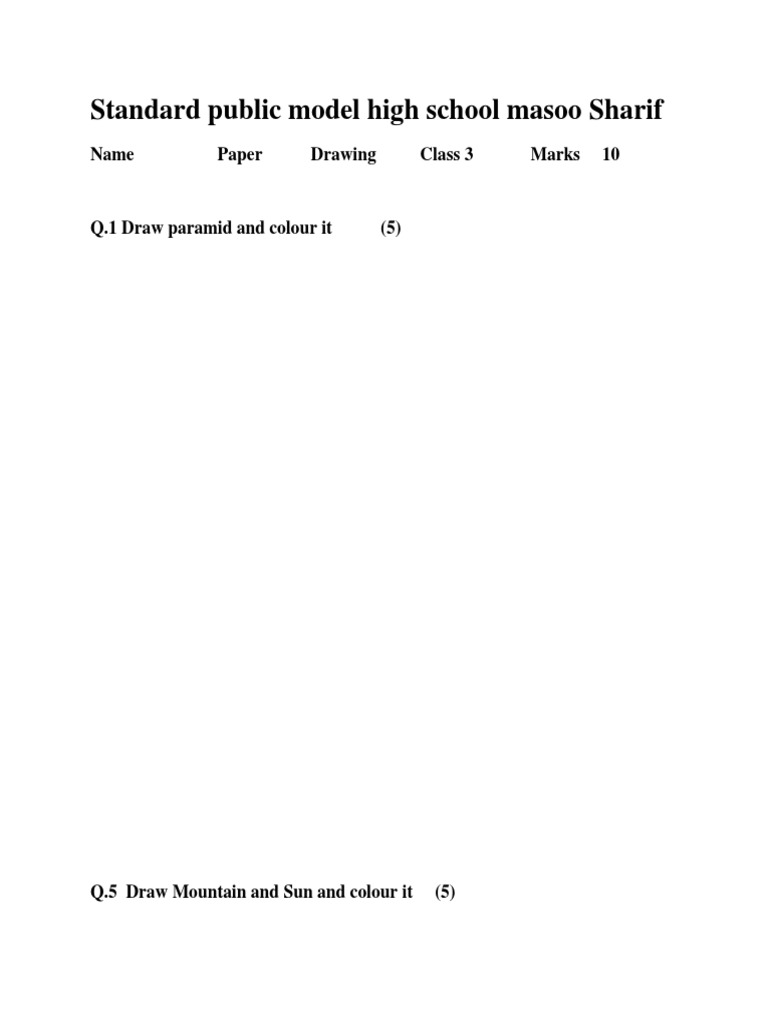 A Student's Drawing Assignment Showcasing Geometric Shapes and Natural ...