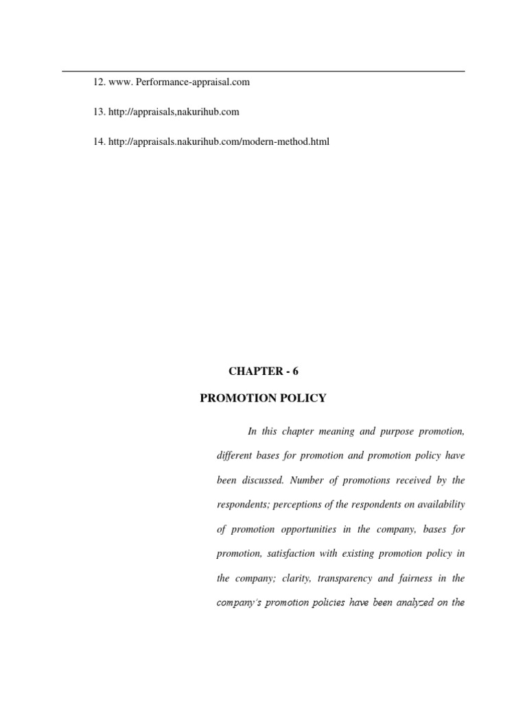 Promotion Policy: Chapter - 6 | PDF | Turnover (Employment) | Employment