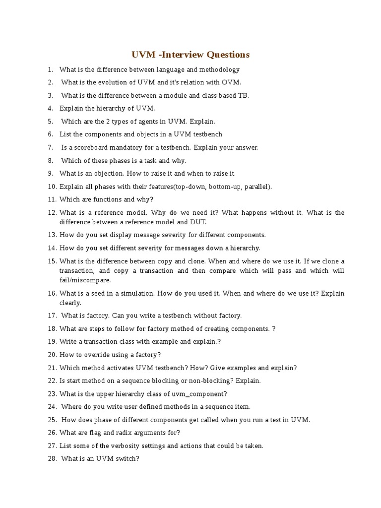 UVM Questions | PDF UVM Questions | PDF