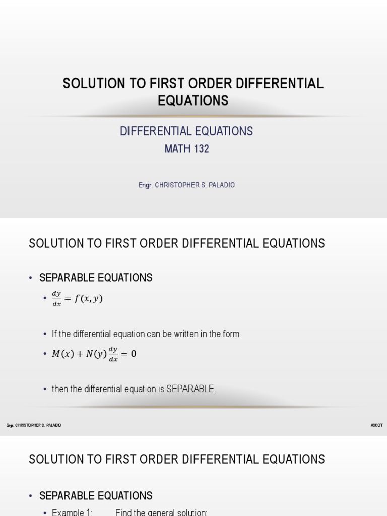 Lecture 2 - Differential Equation | PDF | Ordinary Differential ...