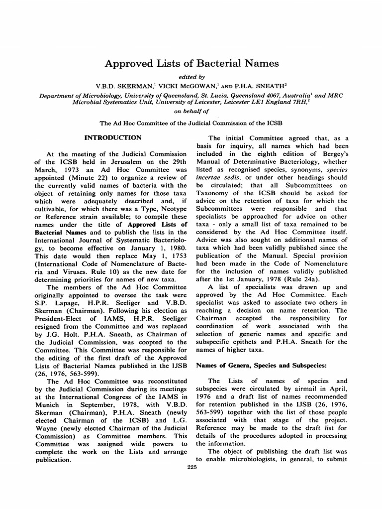 Approved Bacterial Names List | PDF | Species | Biological Nomenclature
