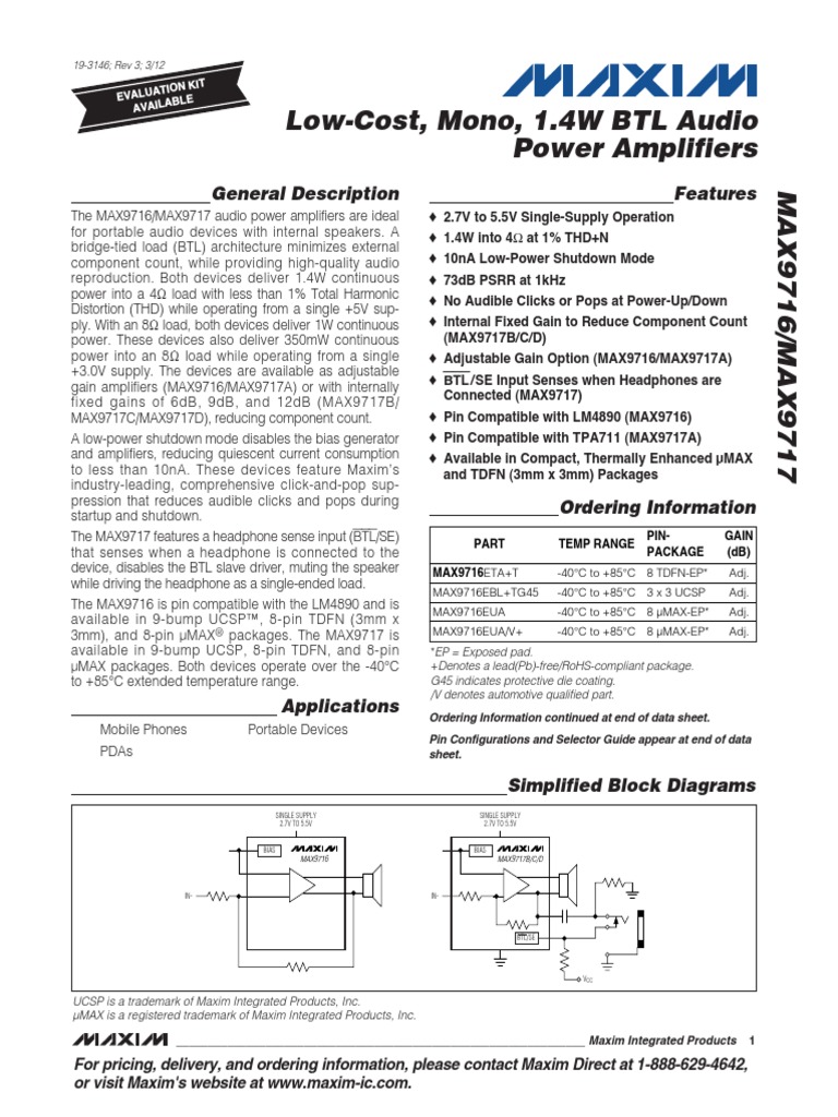 Maxim Ic | PDF | Distortion | Amplifier