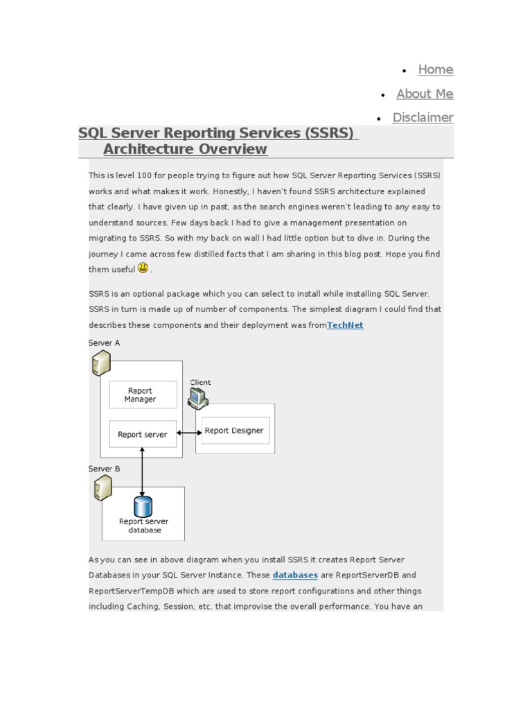 Ssrs Architecture | PDF | Databases | Server (Computing)