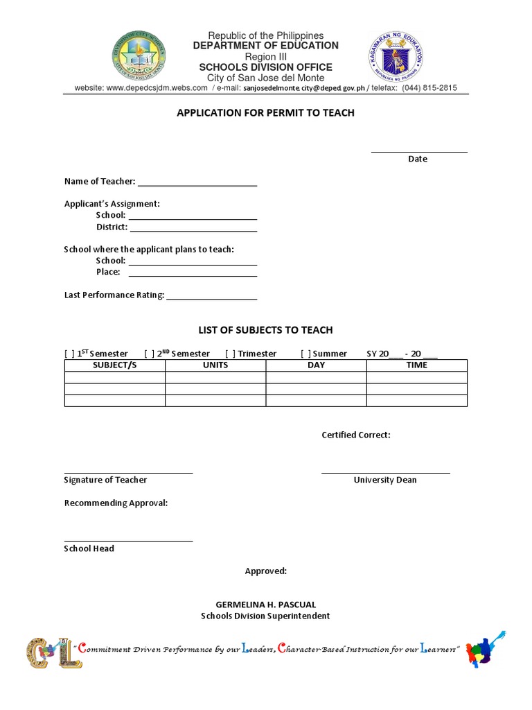 Permit Application for Teaching in DepEd | PDF