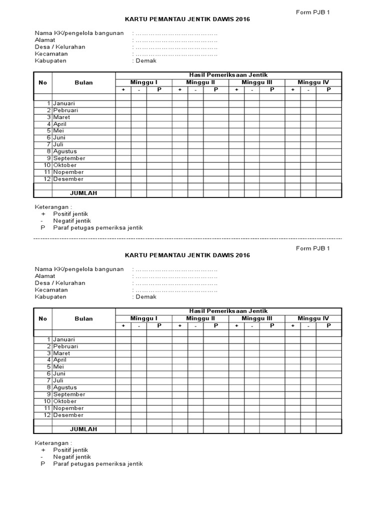Formulir Pemantauan Jentik 2016 | PDF