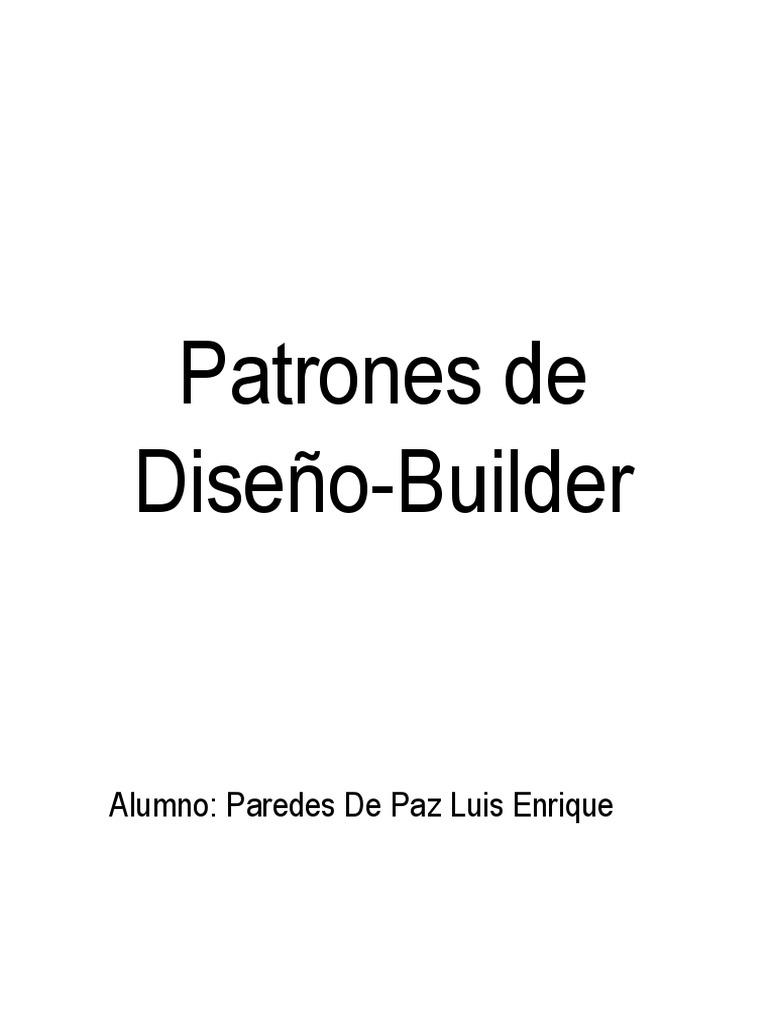 Patrones de Diseño: Patrón Builder en Java | PDF | Objeto (informática ...