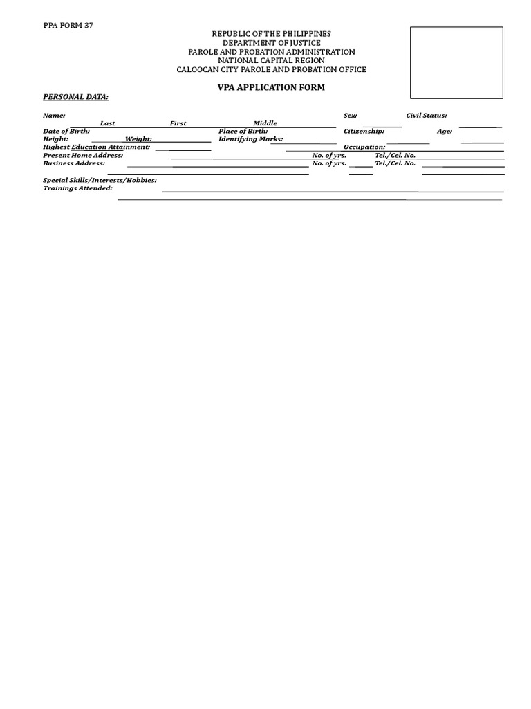 VPA Application Form | PDF | Volunteering | Business